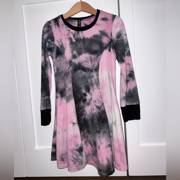 Dresses | Pixie Lane Long Sleeve Dress In Pink And Gray Tie Dye | Poshmark